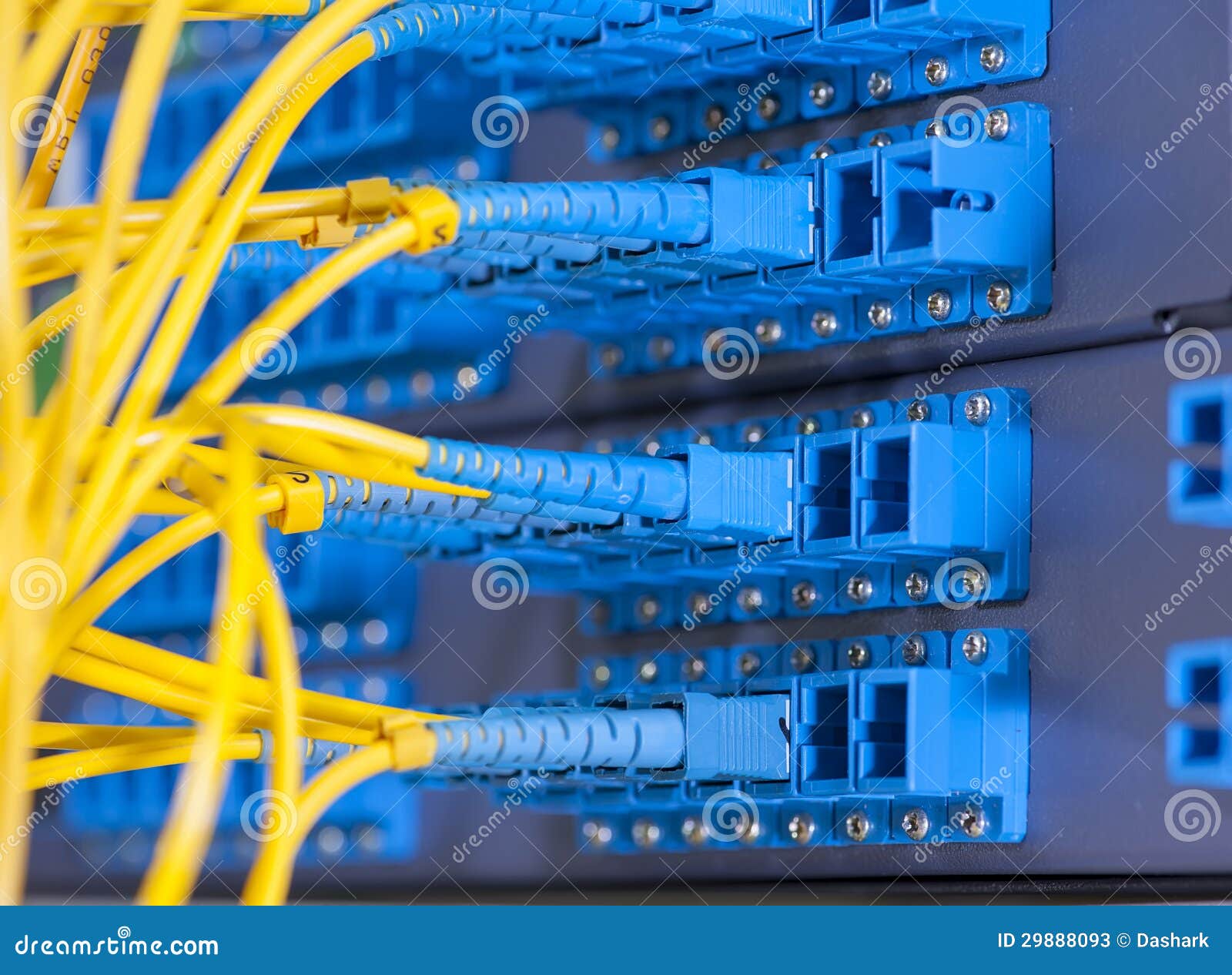 Optical Network Cables and Servers Stock Image - Image of closeup ...