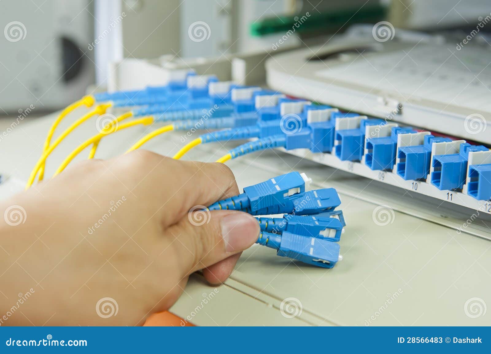 Fiber Optical Network Cables Patch Panel Stock Image - Image of router ...