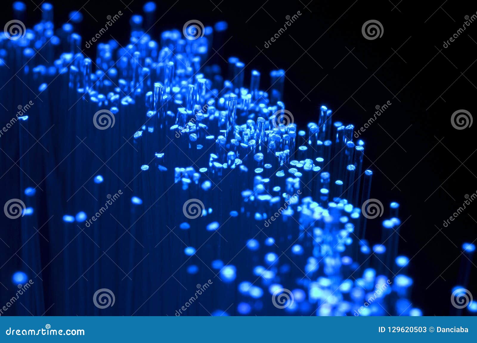 Fiber Optics in Blue, Close Up Stock Image - Image of defocused, fiber ...