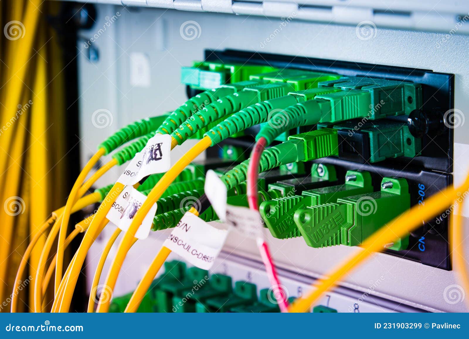 Fiber Optics Cables Connected To Ports Stock Image - Image of data ...