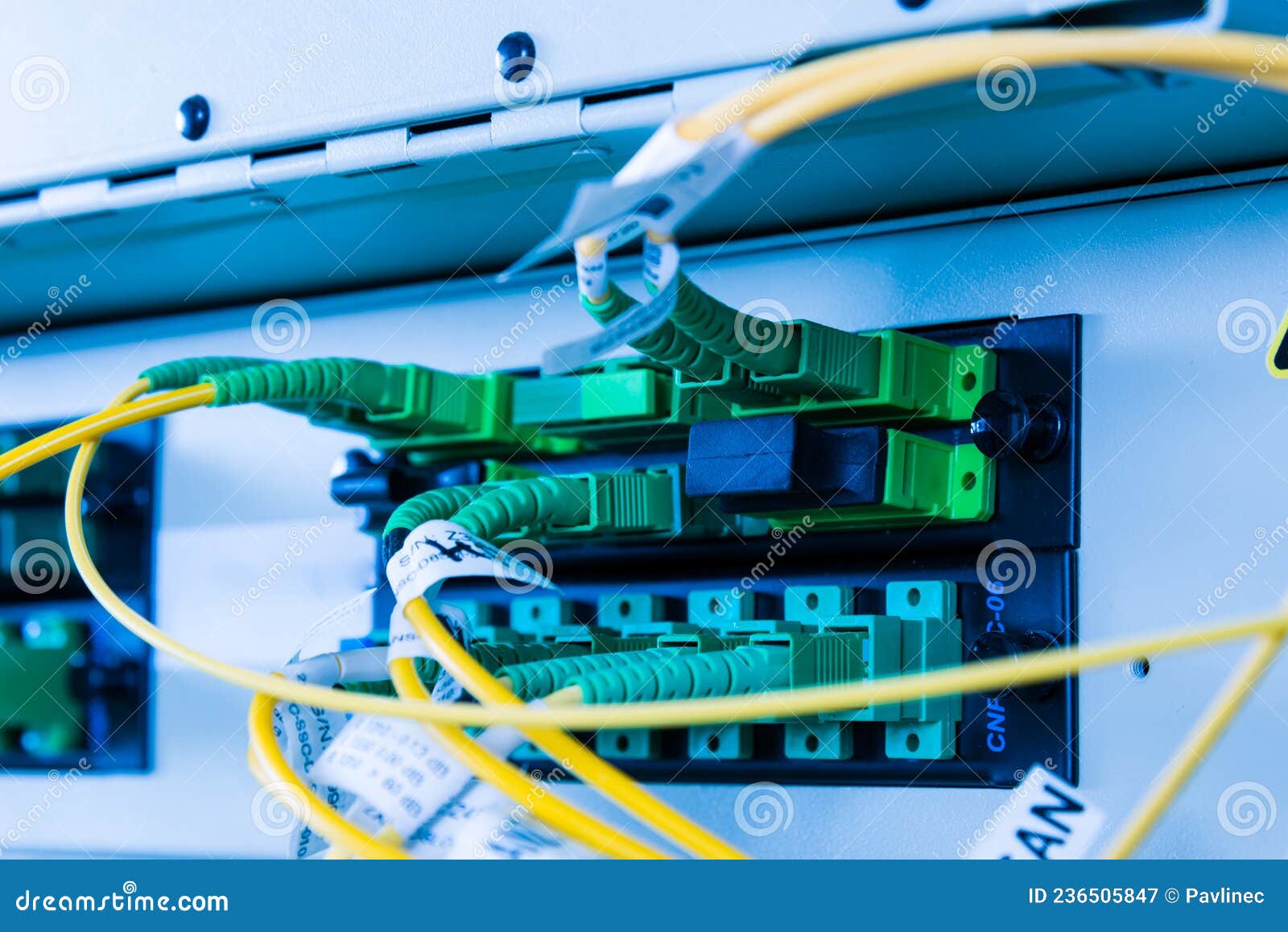 Fiber Optics Cables Connected To Ports Stock Image - Image of firewall ...