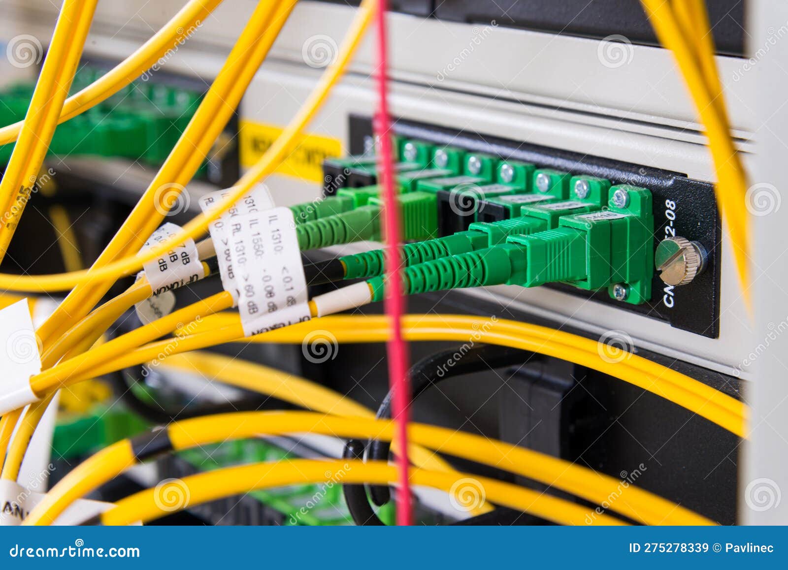 Fiber Optics Cables Connected To Ports Stock Image - Image of optical ...