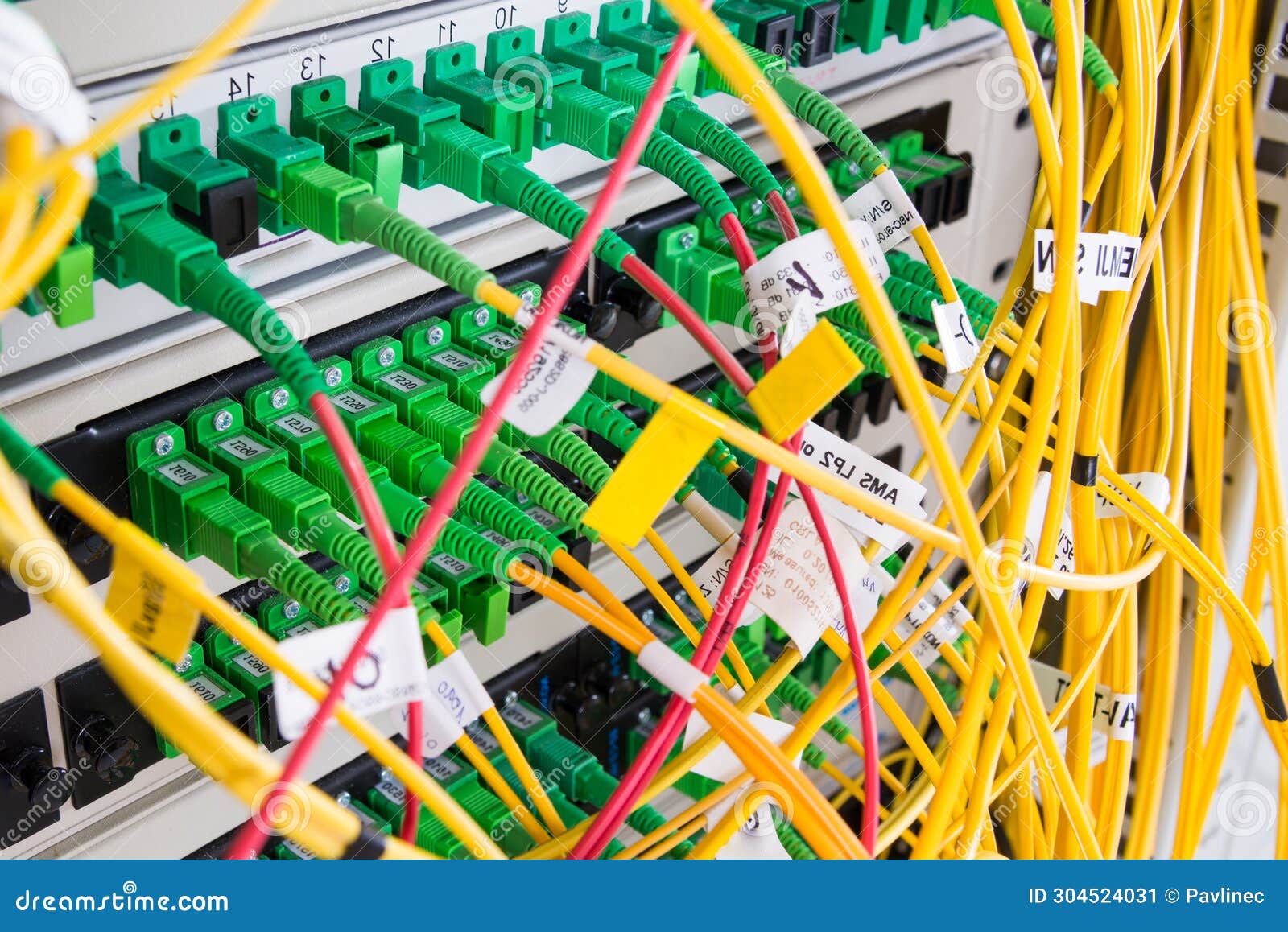 Fiber Optics Cables Connected To Ports Stock Image - Image of ...