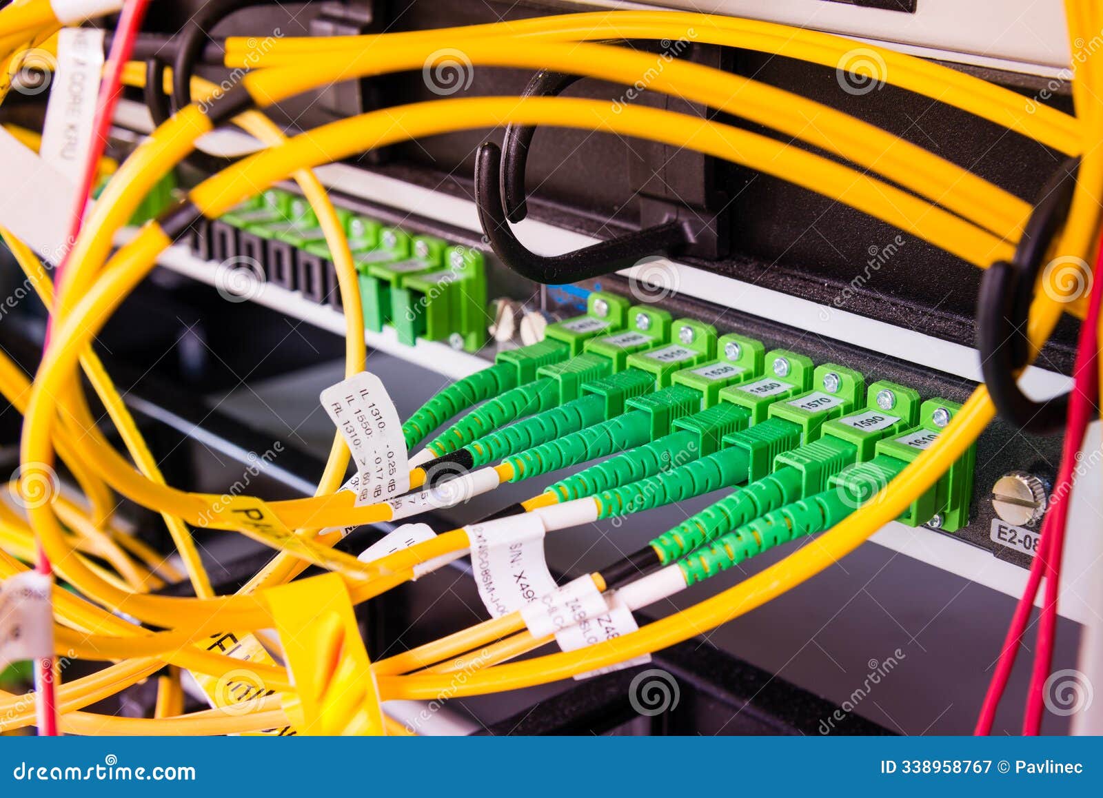 Fiber Optics Cables Connected To Ports Stock Image - Image of equipment ...