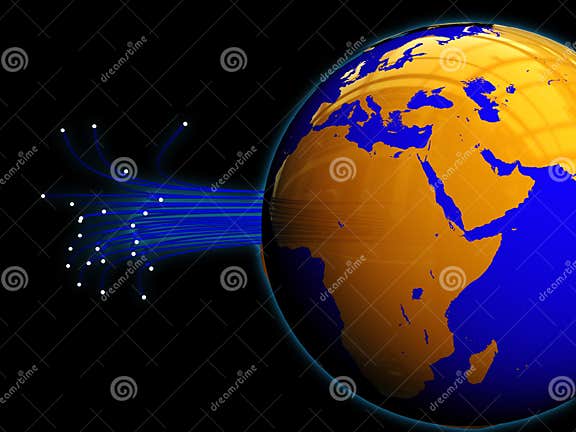 Fiber optics and earth stock illustration. Illustration of black - 7168308