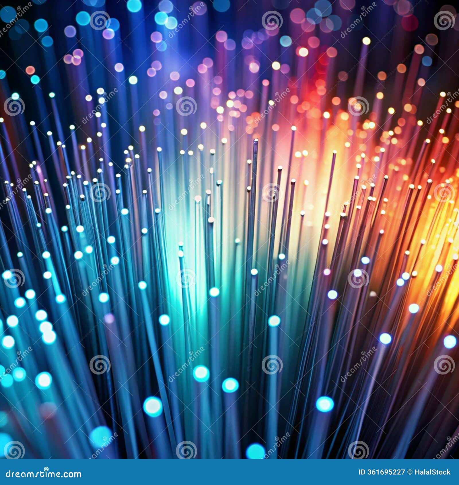 Fiber Optics Light Background with Glowing Spots Stock Illustration ...