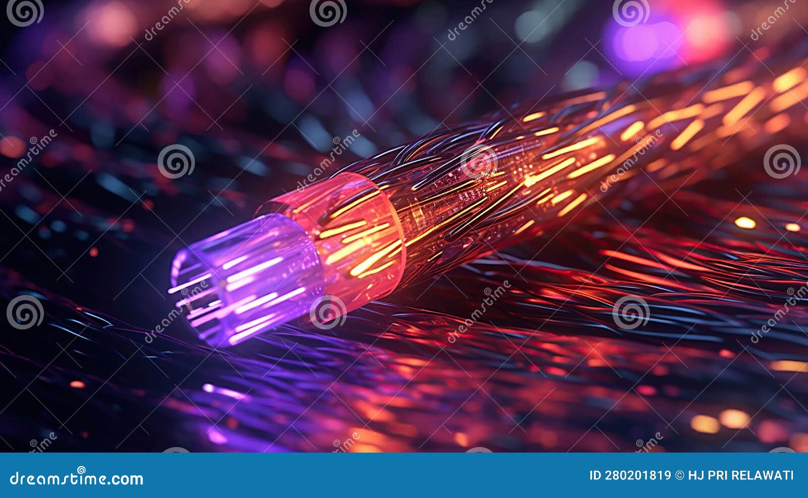 Fiber Optics Network Cable on Technology Background. Generative Ai ...