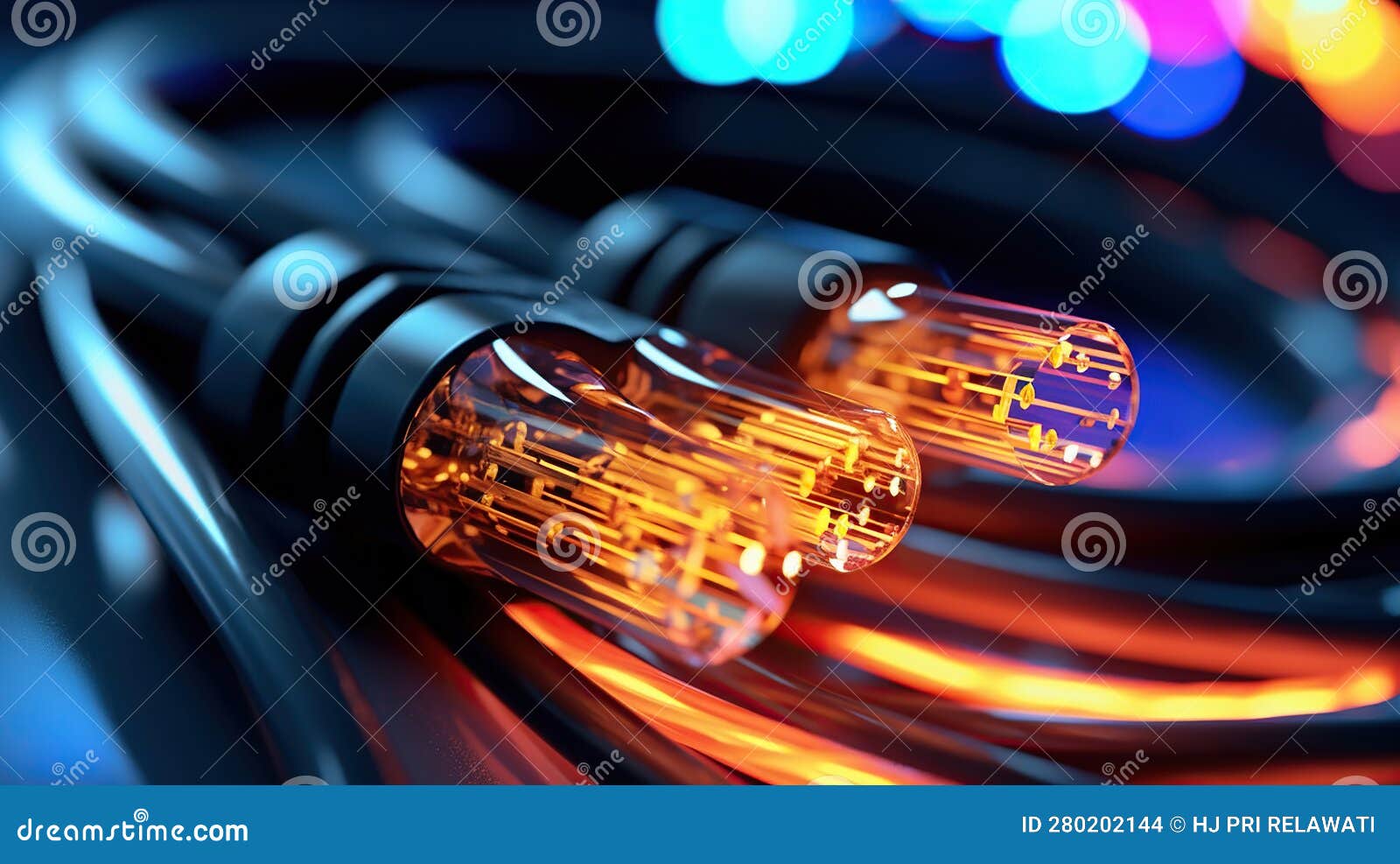Fiber Optics Network Cable on Technology Background. Generative Ai ...