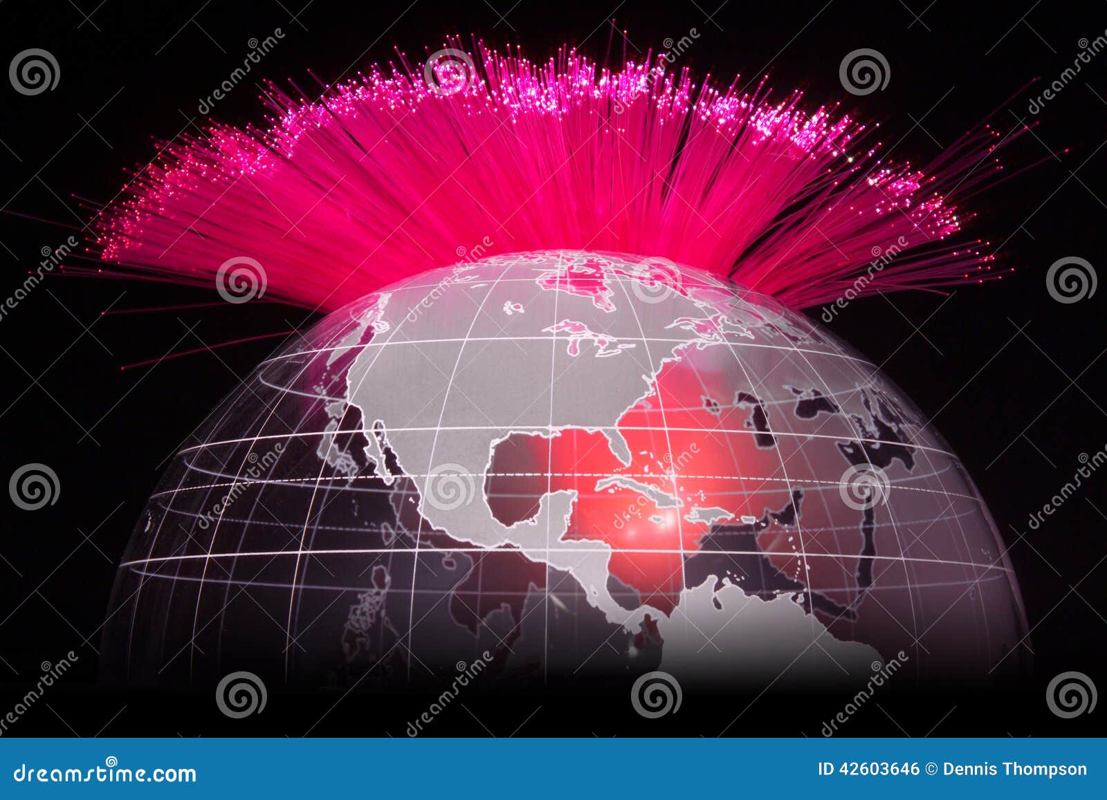 Global Fiber Optics Communication Connectivity Globe World Earth Map ...