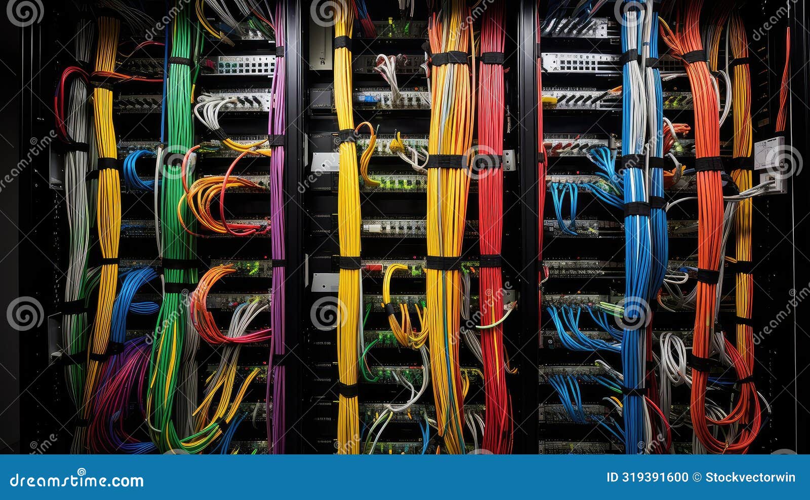 Fiber server cables stock illustration. Illustration of cables - 319391600