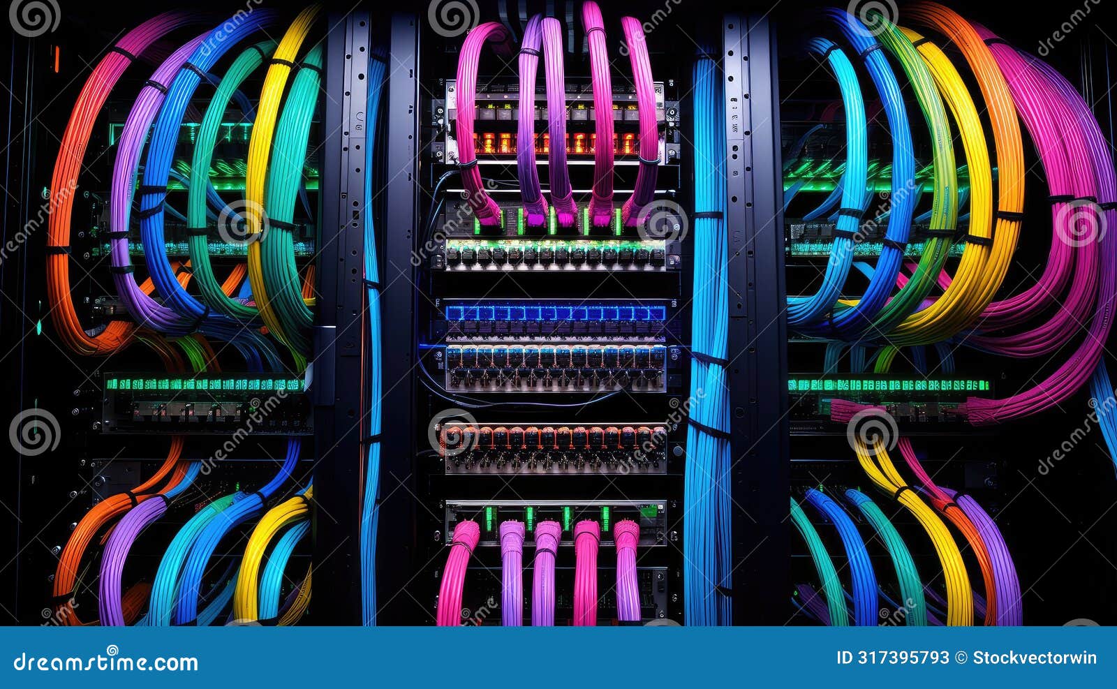 Fiber server cables stock illustration. Illustration of reliable ...