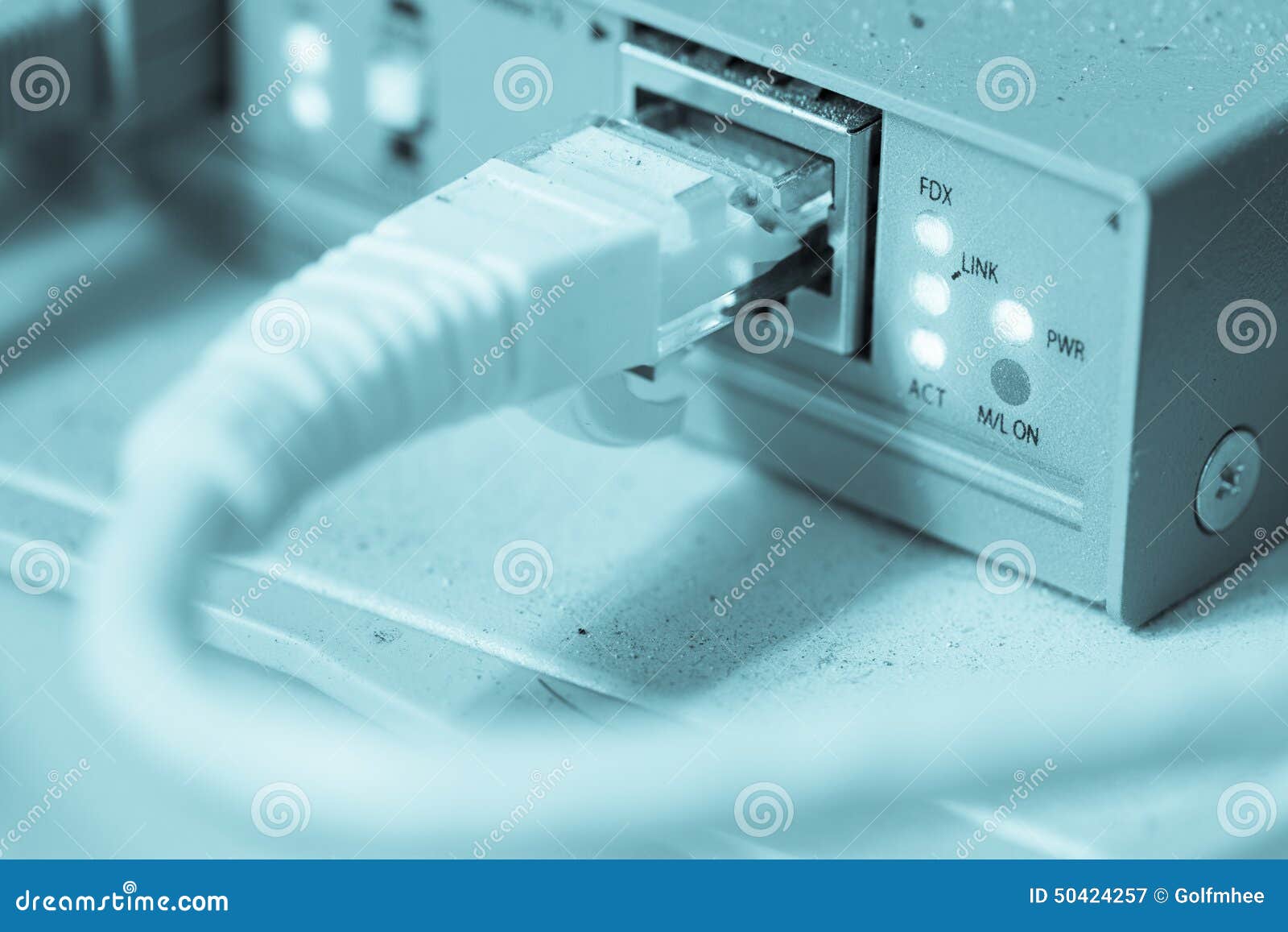 Fiber Wire Connected Internet on Hup Stock Image - Image of data ...