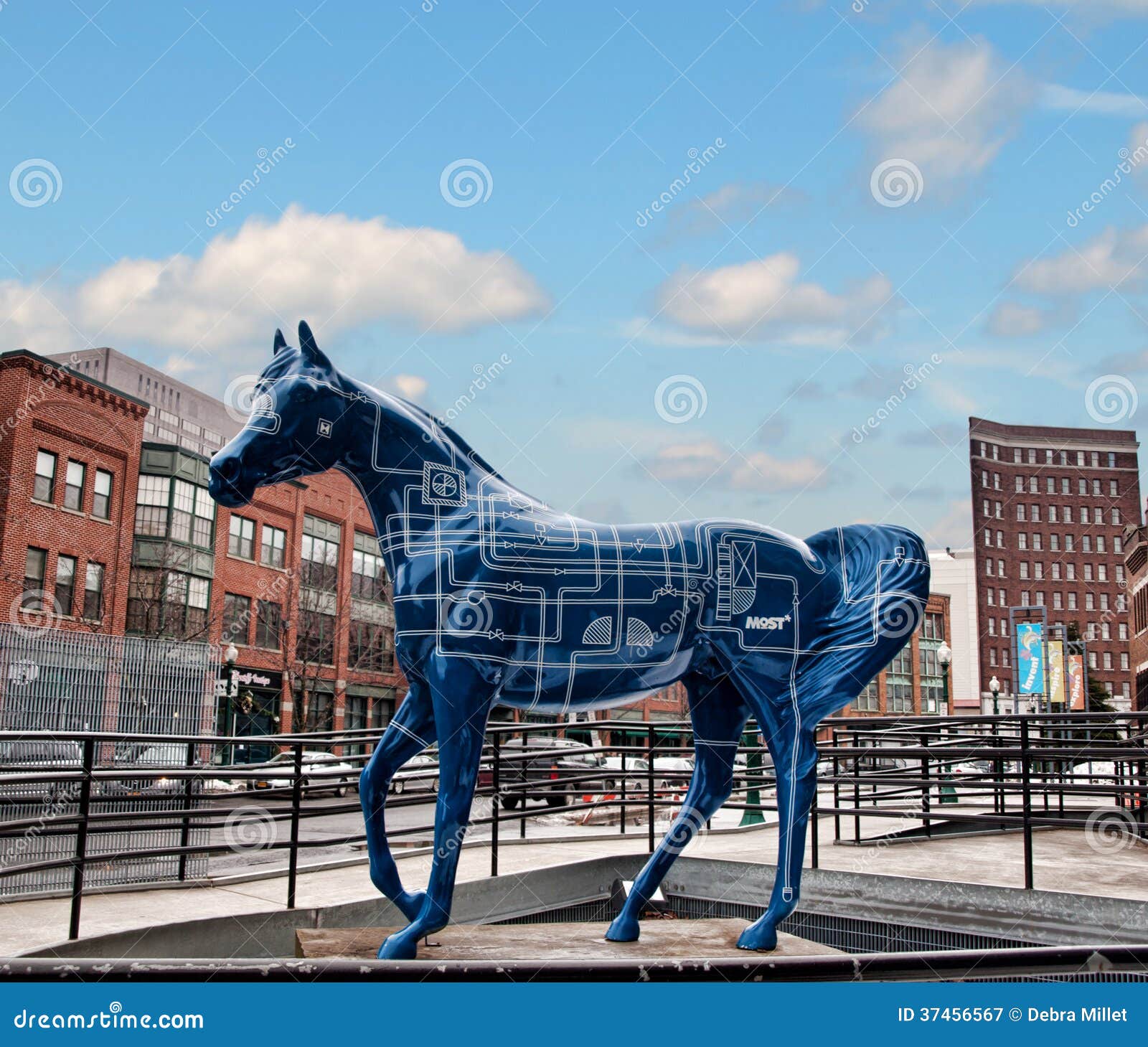 Fiberglass Horses Peer Over Fence Royalty-Free Stock Image ...