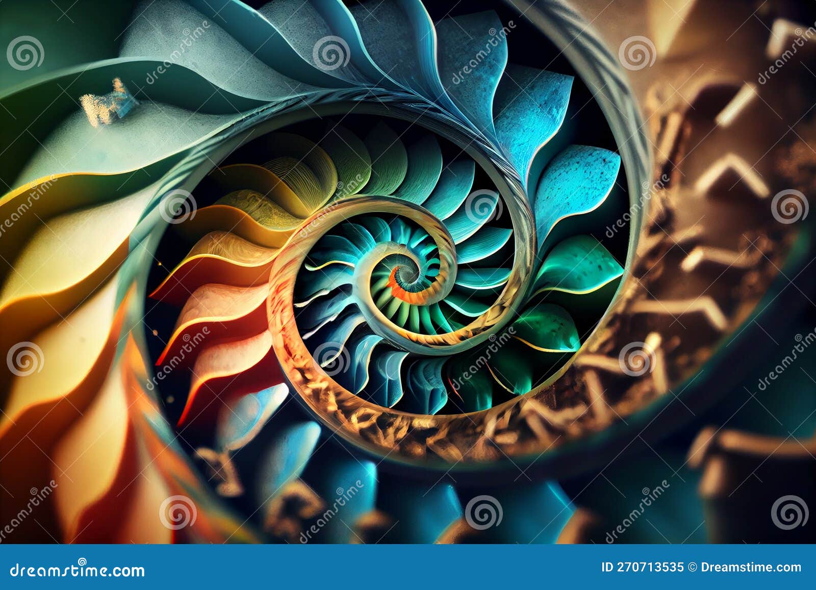 Fibonacci Spiral Background Generative Ai Stock Illustration