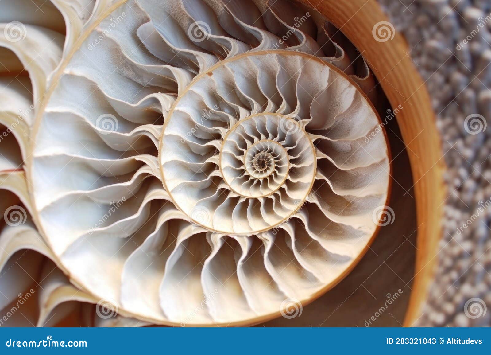 Fibonacci Spiral in a Nautilus Shell Close-up Stock Image - Image of ...