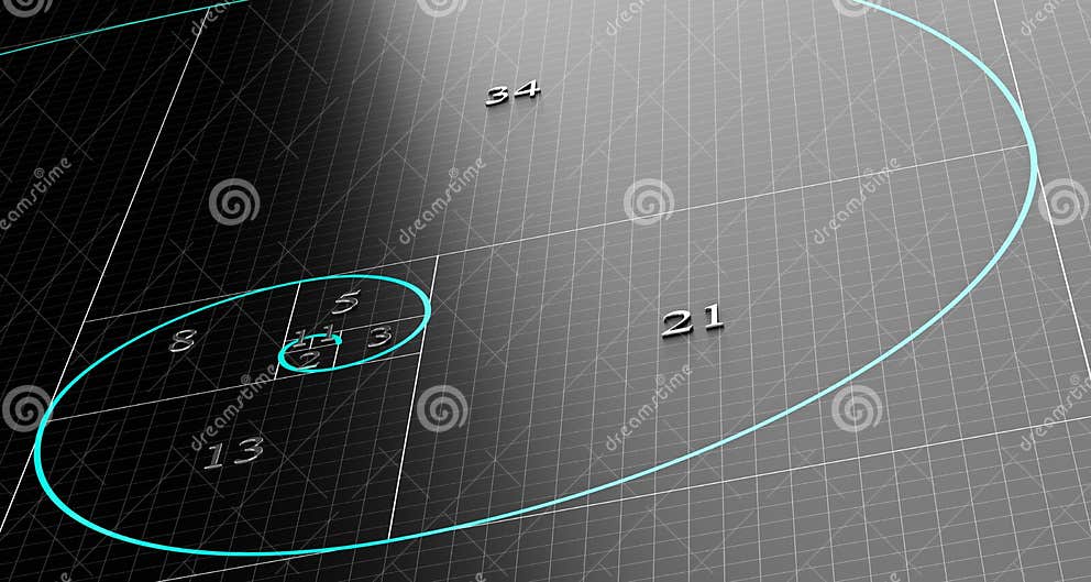 Fibonacci-Spirale Oder -reihenfolge Stock Abbildung - Illustration von ...