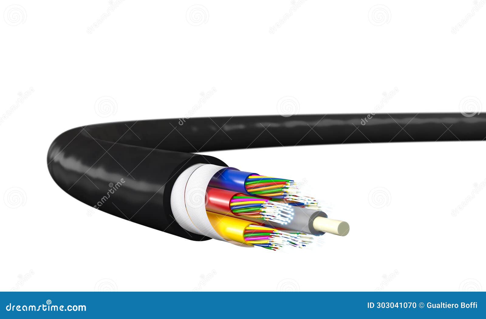 Fibre Optic Cable Isolated on White Stock Illustration - Illustration ...