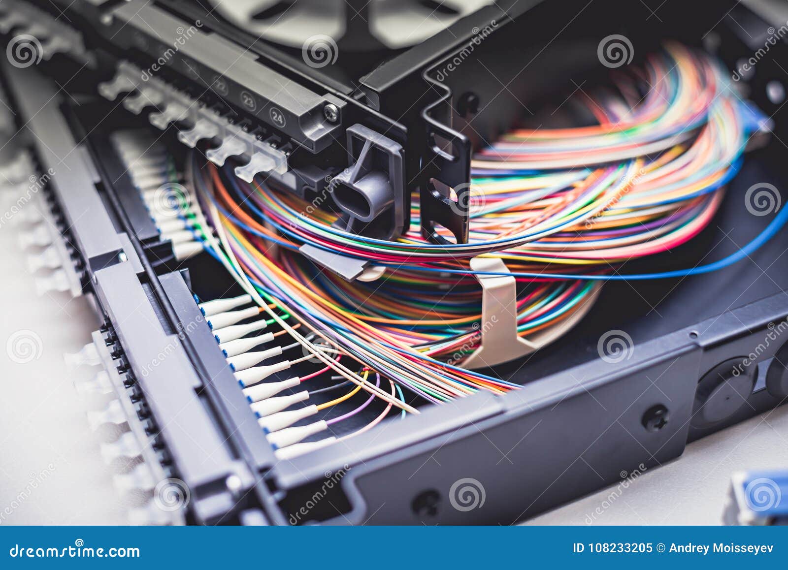 Fibre Optic Cables on Patch Distribution Panel Stock Image - Image of ...