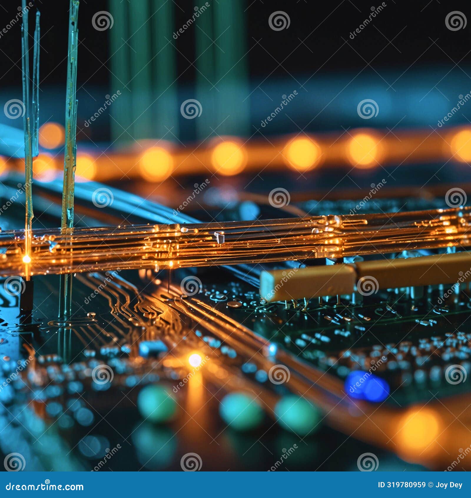 Fibre Optics Carrying Data Passing through Electronic Circuit Boards ...