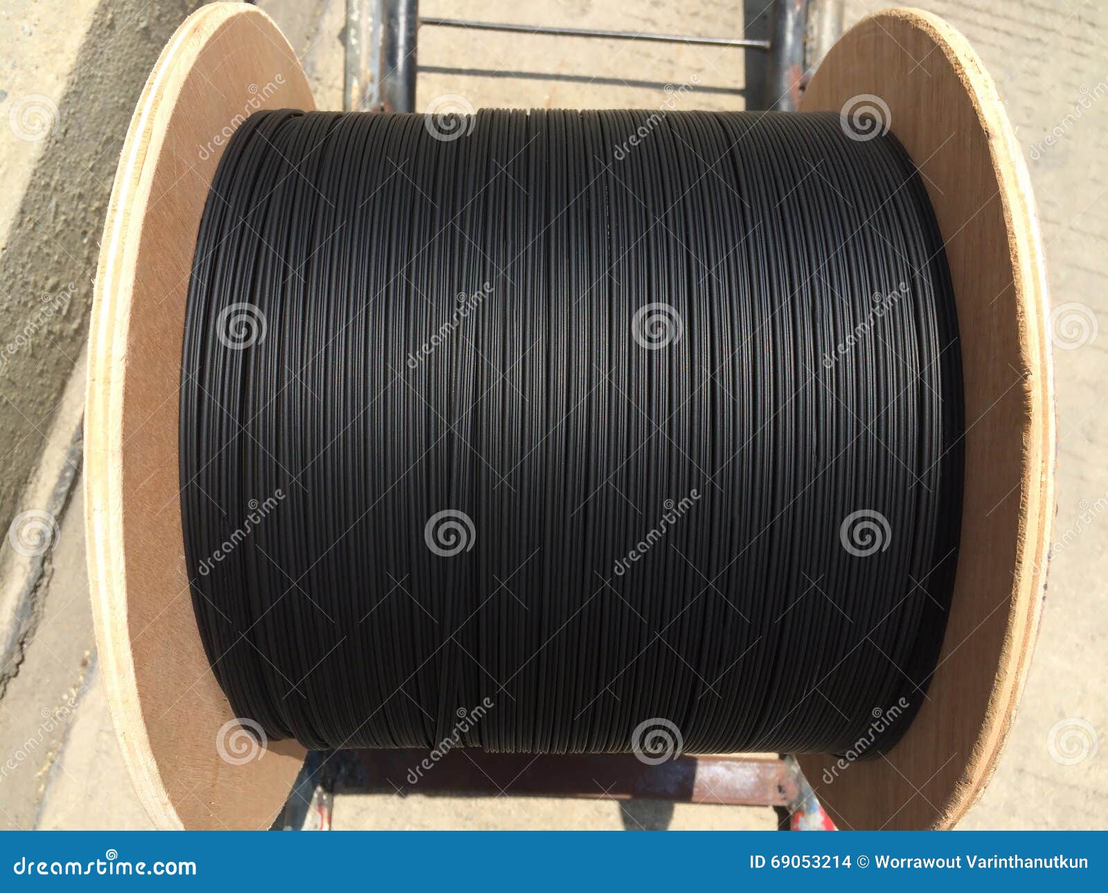 Roll Of Fibre Optic Cable With Splice Enclosure Hanging Royalty-Free ...