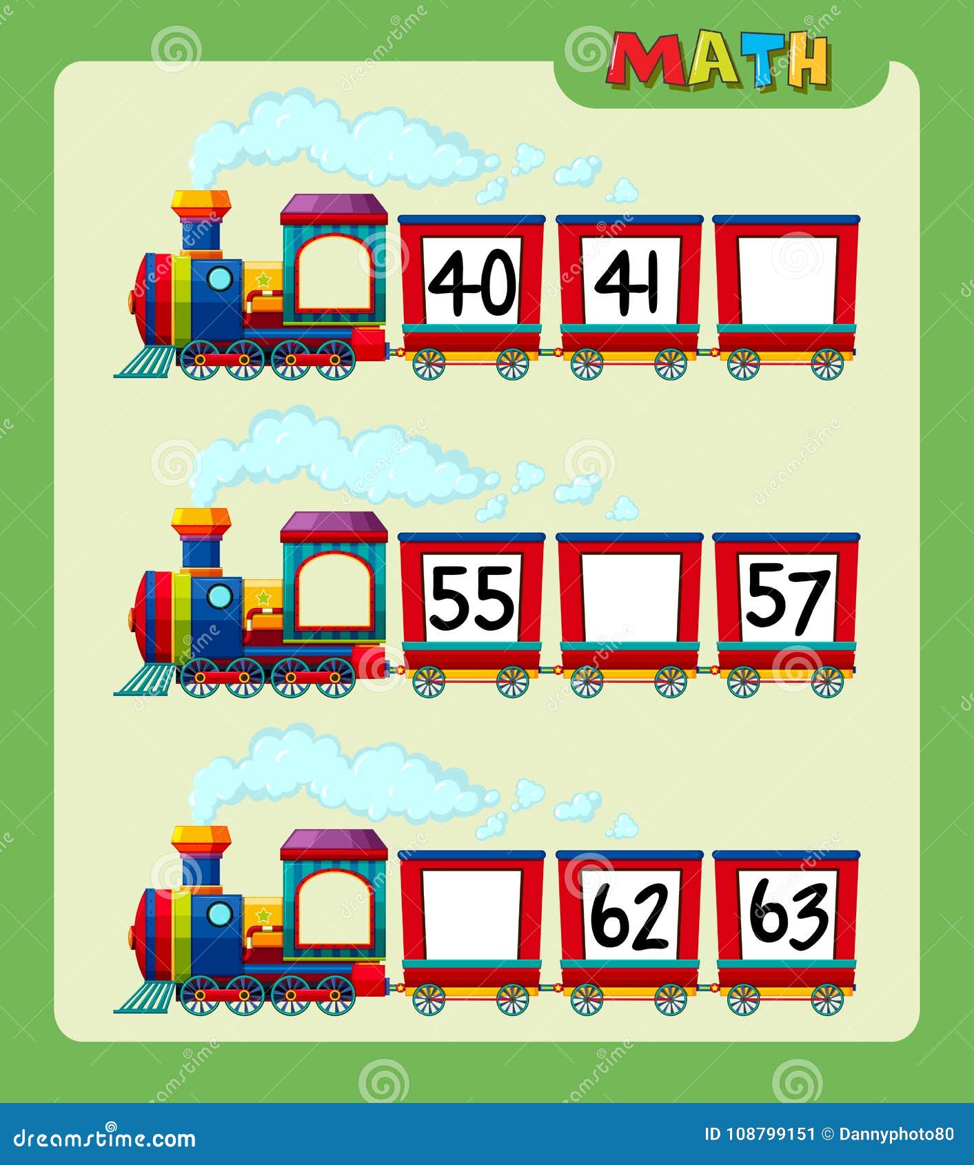 Fiche De Travail De Maths Avec Compter Des Nombres Sur Le Train ...