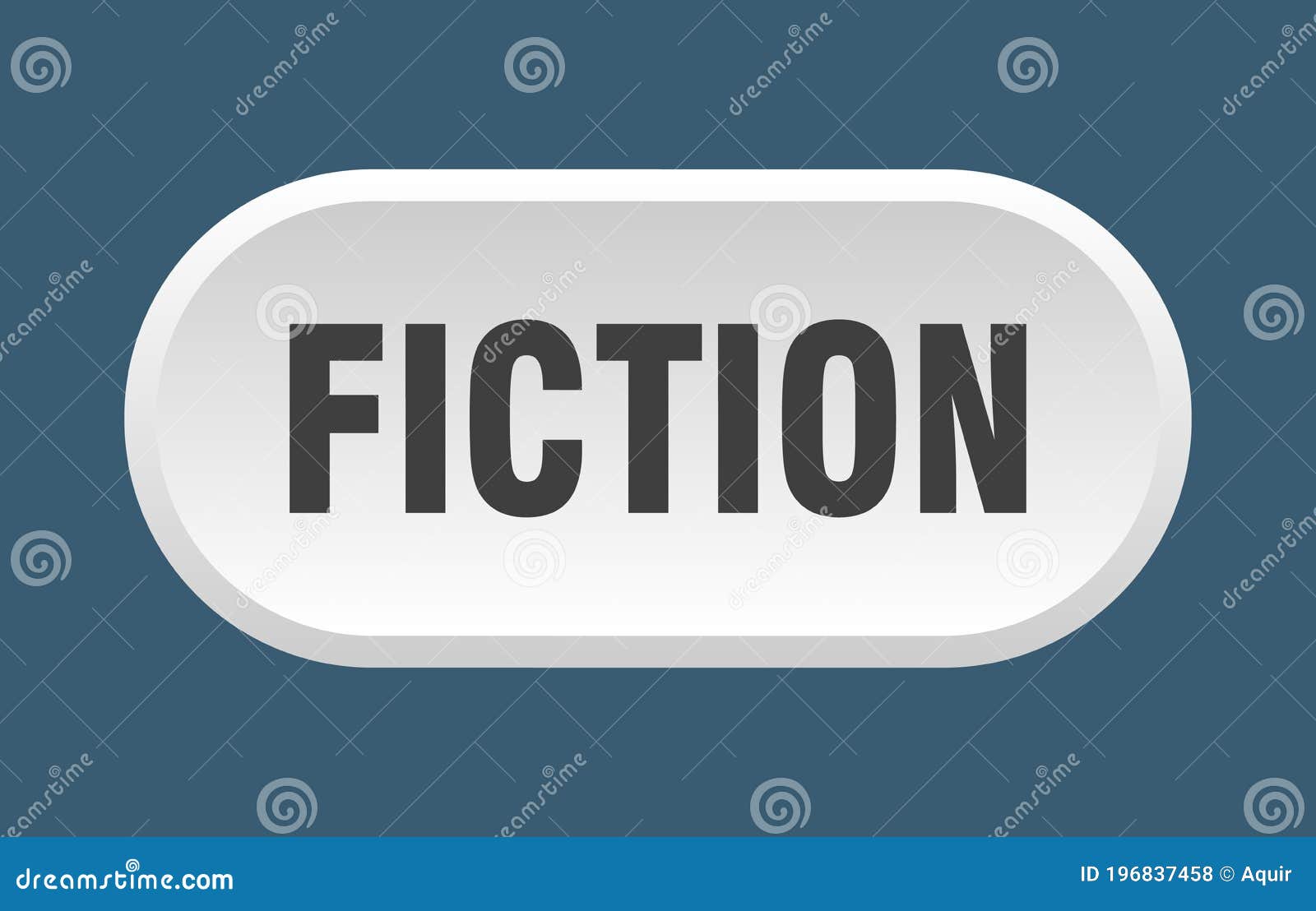 Fiction Button. Rounded Sign on White Background Stock Vector ...