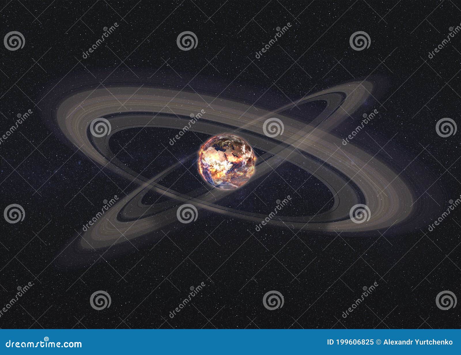Fiction Exploading Planet with Rings in Outer Space Stock Illustration ...