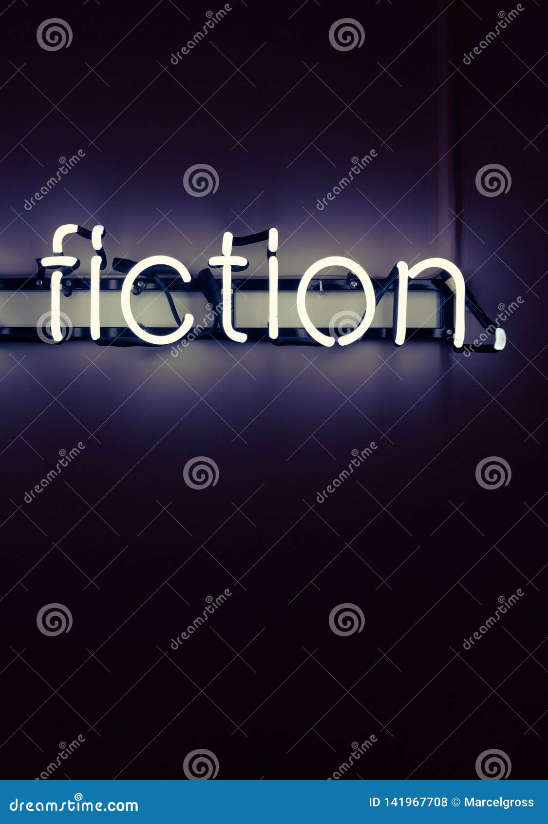 Fiction neon letters stock photo. Image of dark, fantasie - 141967708