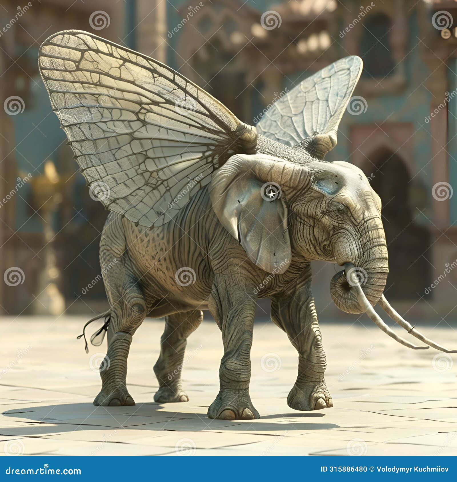 Fictional Animated Character Elephant with Wings Stock Illustration ...