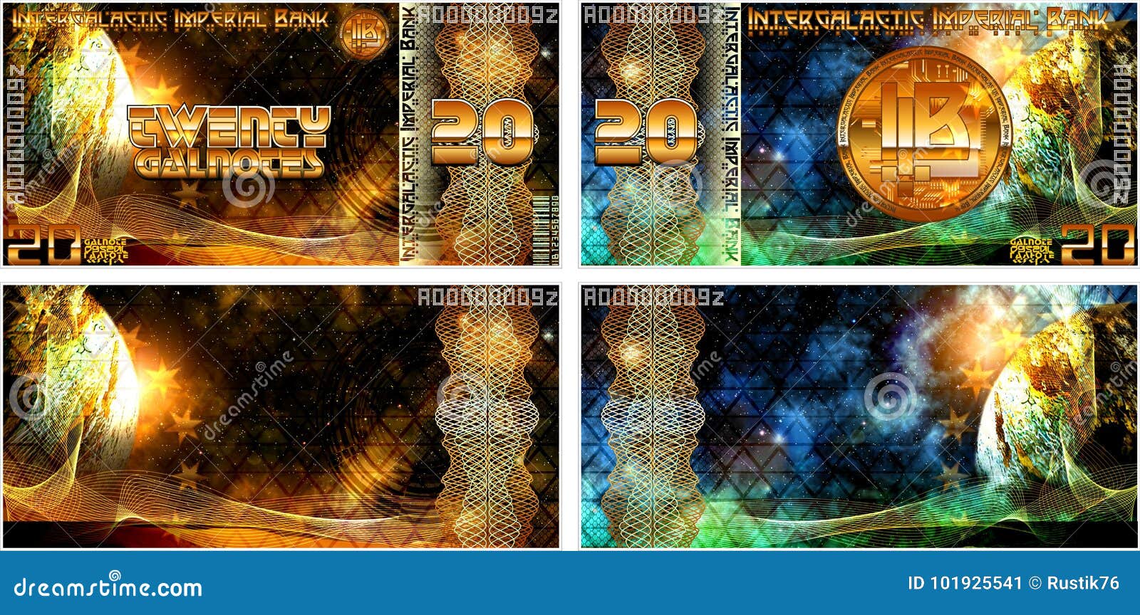 Fictional Banknotes of the Intergalactic Imperial Bank. and Also Blank ...