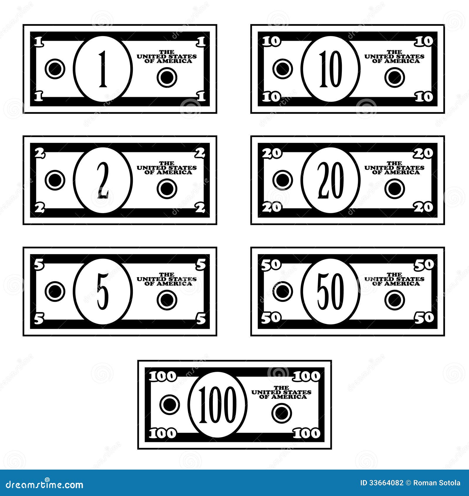 Fictional Banknotes On The Theme `Around The World`. Blank Forms For ...