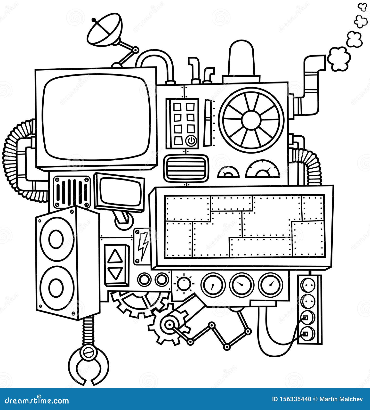 Machine Line Art stock vector. Illustration of concept - 156335440