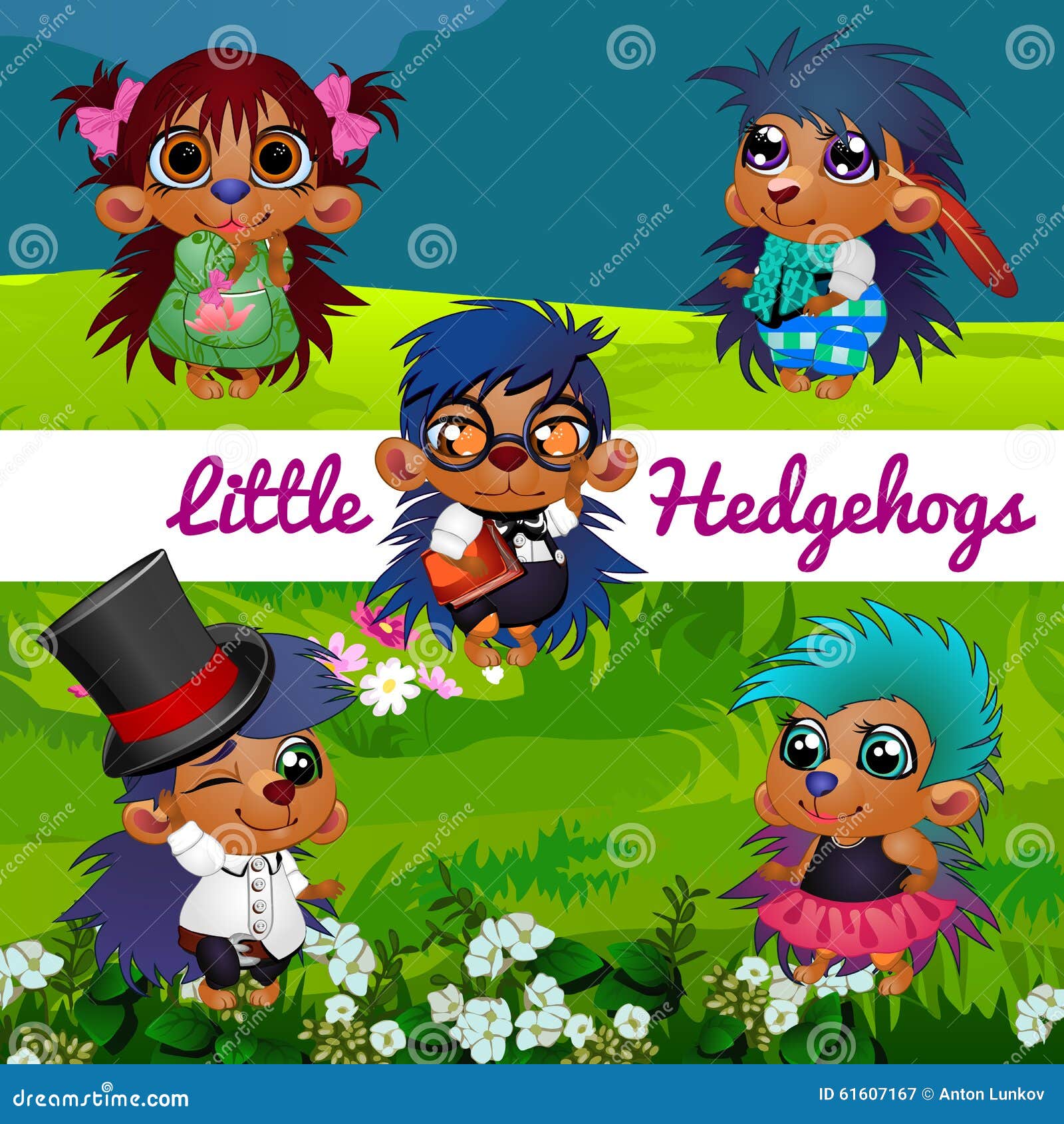 Fictional Characters Small Hedgehogs in a Human Stock Illustration ...