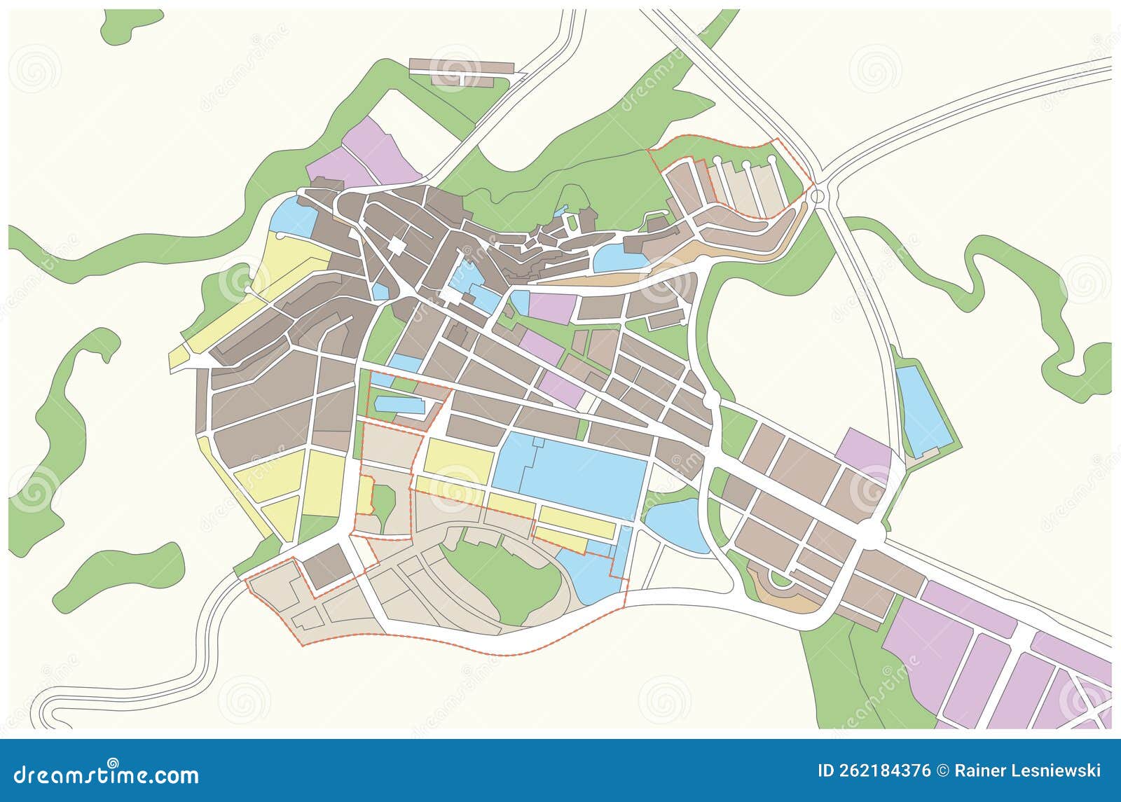 Fictional Colored Highly Detailed Land Use Map Vector Illustration ...