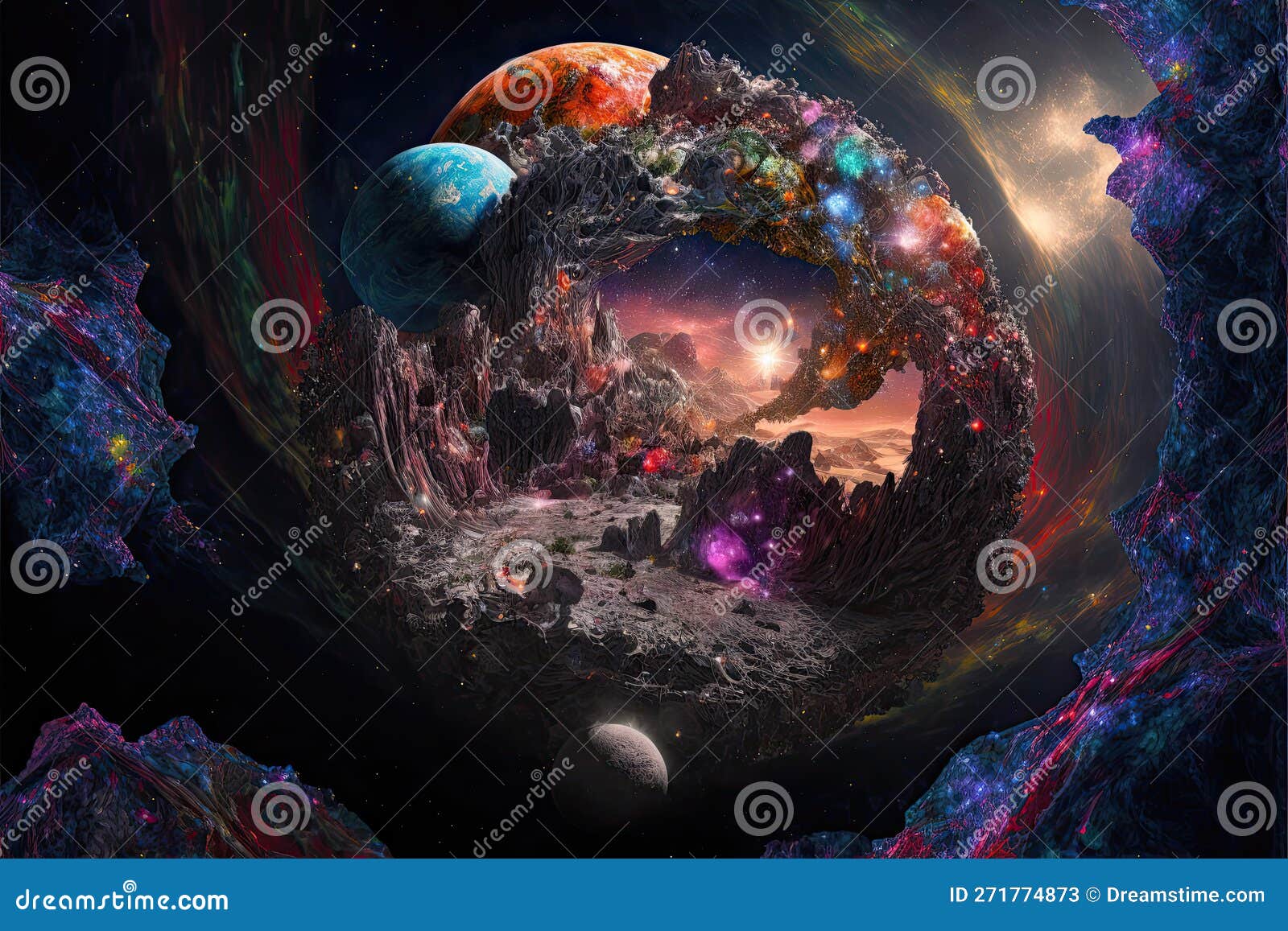 A Fictional Destroyed Planet with Alternative Life Stock Illustration ...