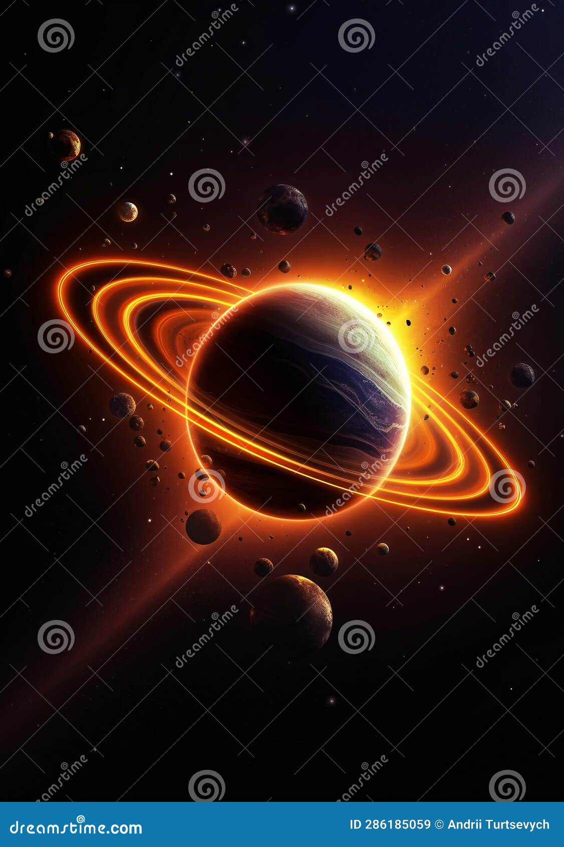 Fictional Fantasy Planet with Rings, AI Generated Stock Illustration ...