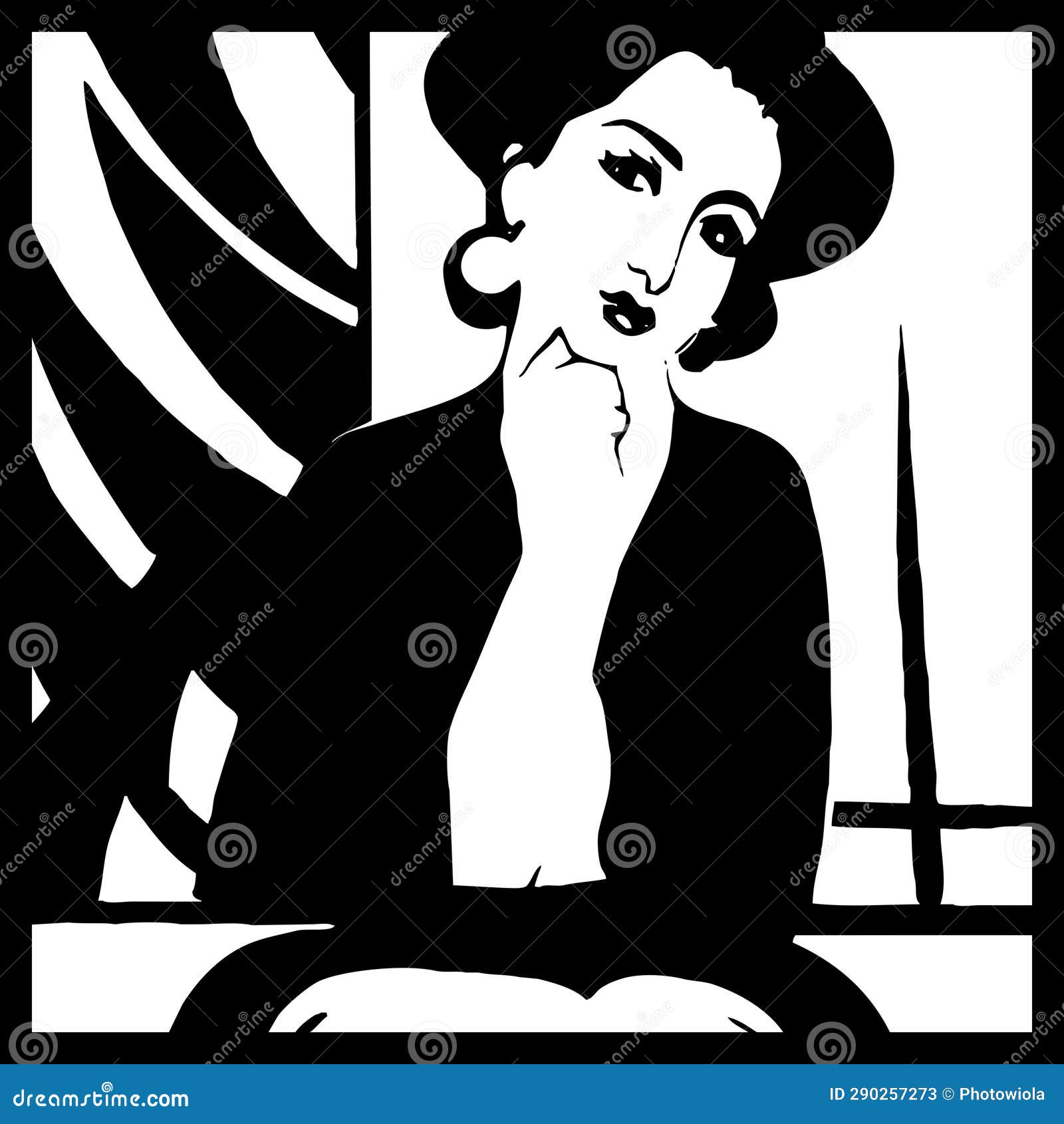 Fictional Female Character. Abstract Black and White Pattern. for Use ...