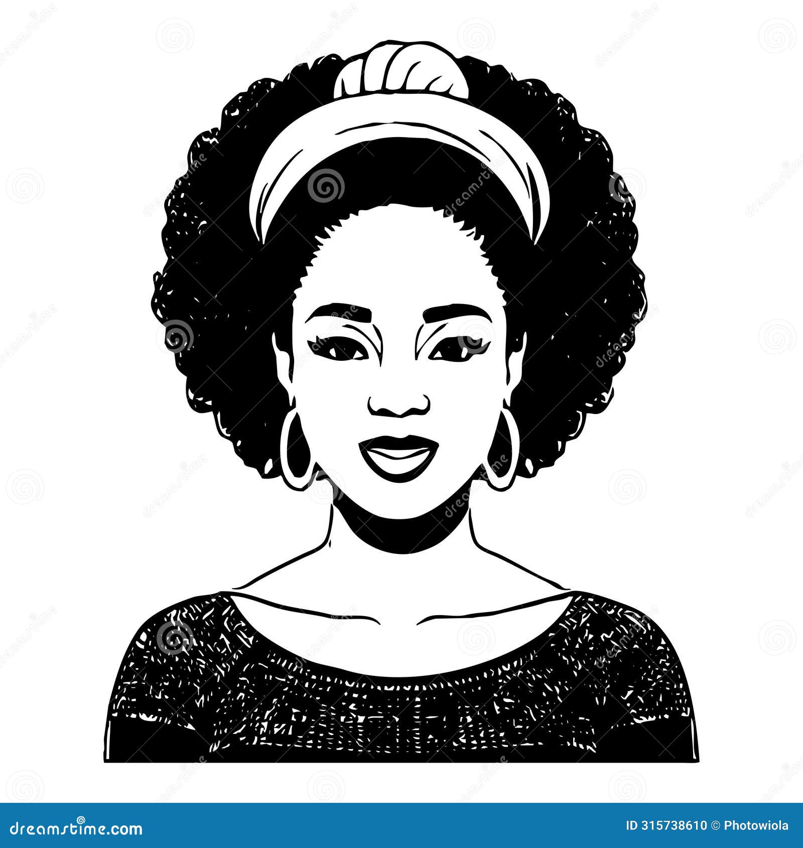 Fictional Female Character Black And White Illustration Logo Design For Use In Graphics Stock