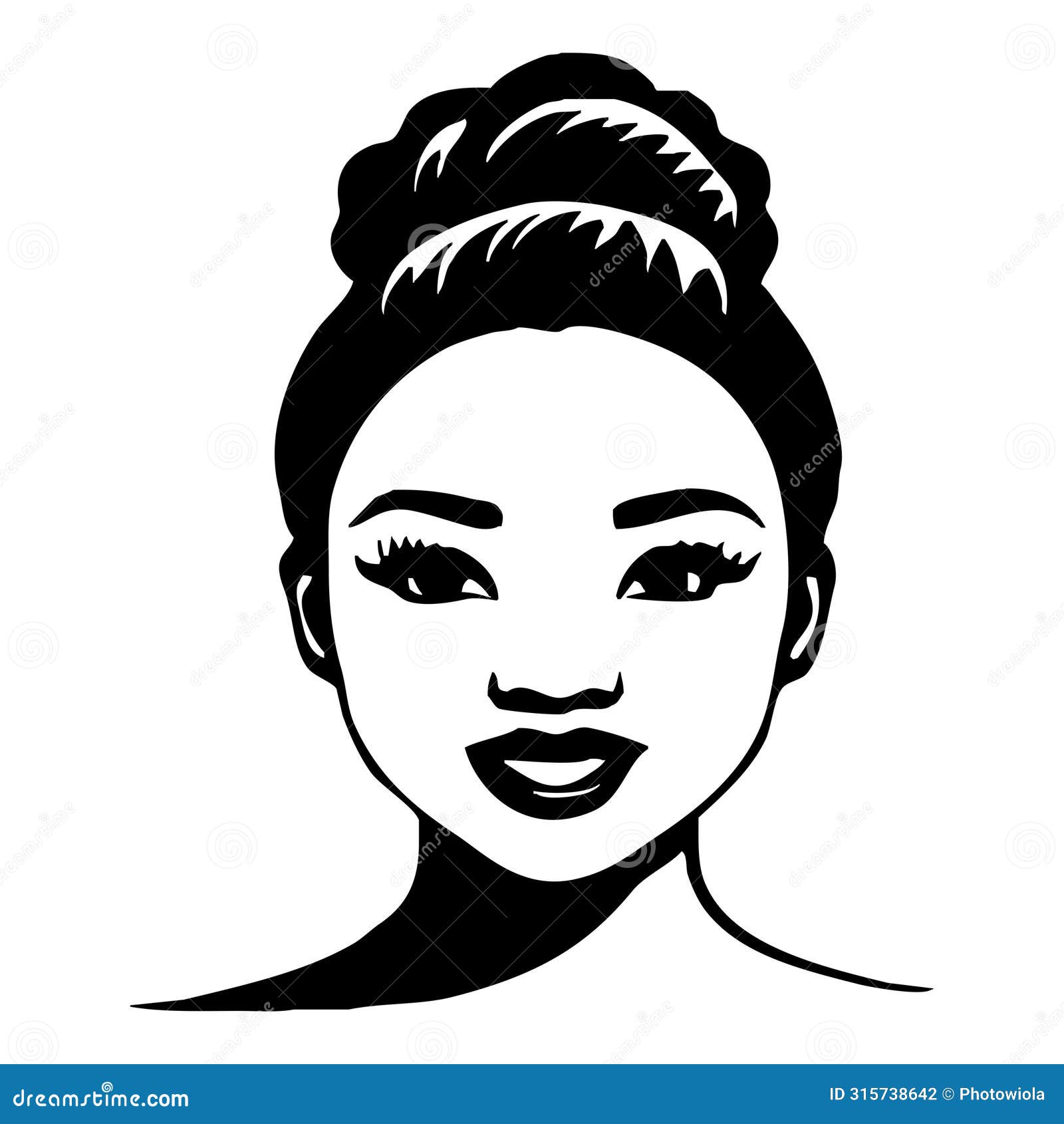 Fictional Female Character Black And White Illustration Logo Design For Use In Graphics Stock