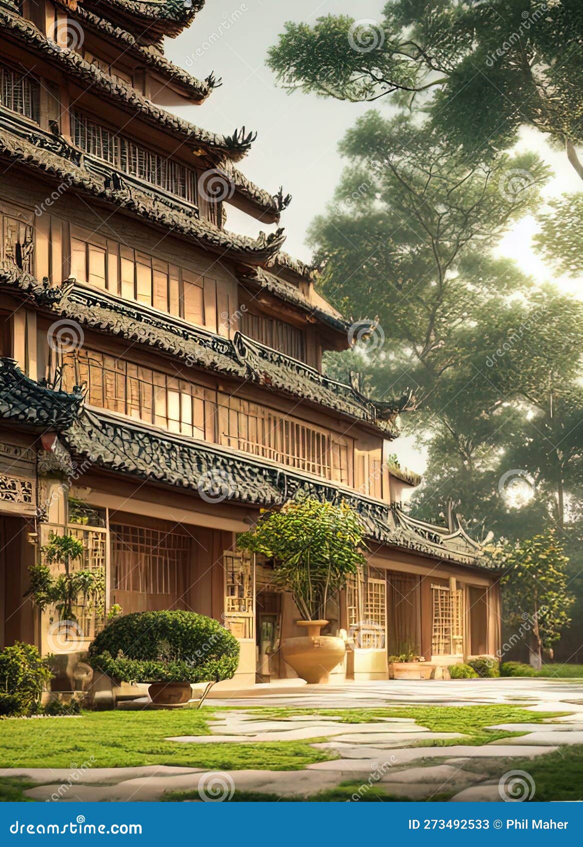 Fictional Mansion in Pingdu, Shandong, China. Stock Illustration ...