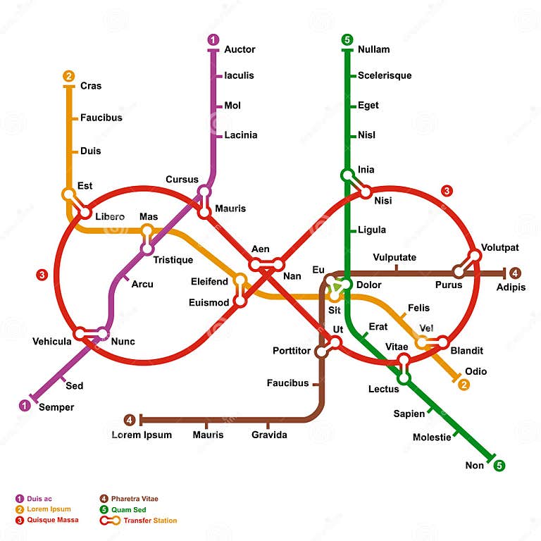 Fictional Metro Map in Shape of Infinity Stock Vector - Illustration of ...