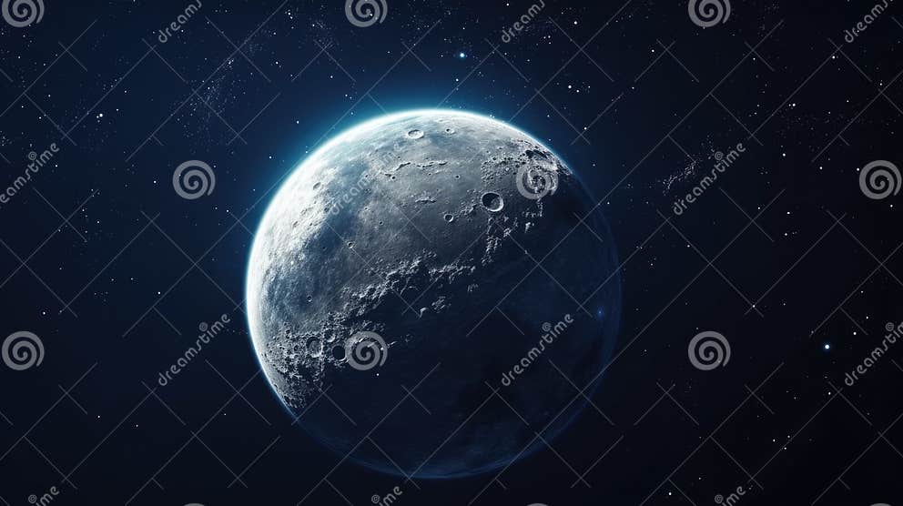 Fictional Moon in Space AI Generated Stock Image - Image of atmosphere ...