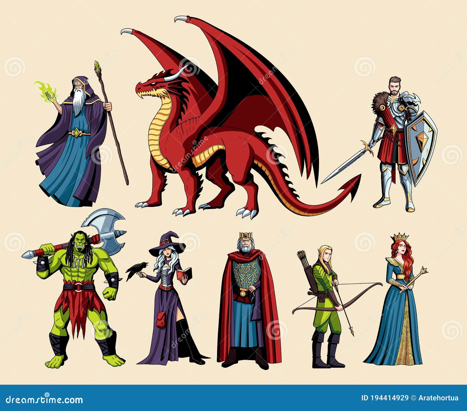 Fictional and Mythological Characters Stock Vector - Illustration of ...