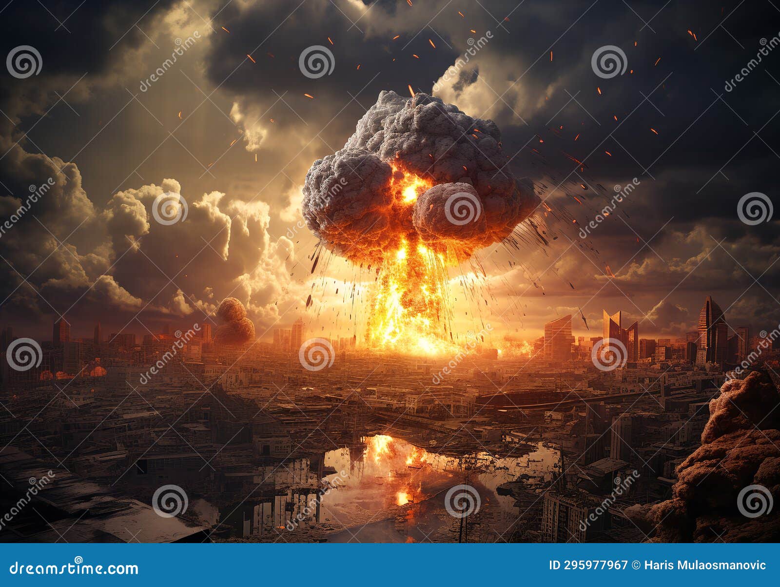 Fictional Nuclear War Explosion - Ai Generated Stock Illustration ...