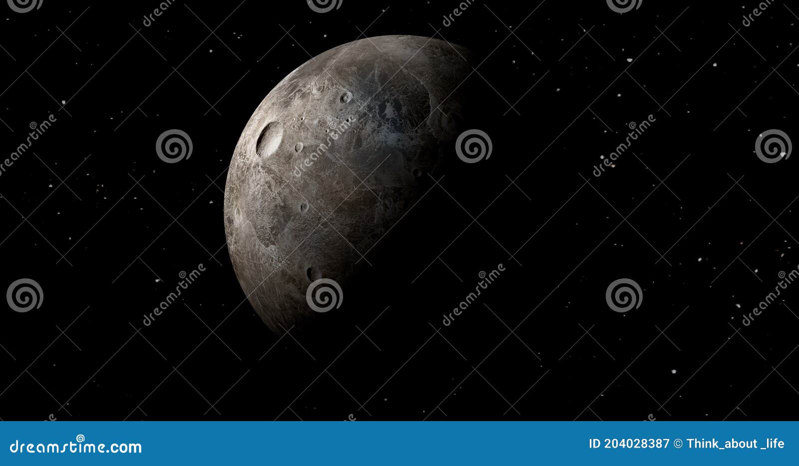 Fictional Planet Sun Rise In Dark Background With Stars. Front View Of ...