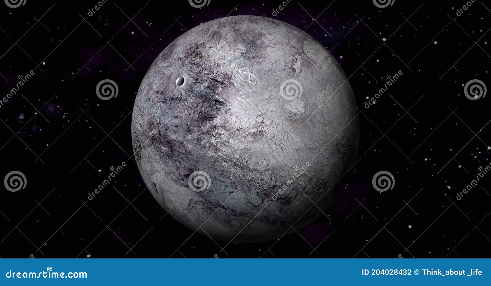 Fictional Planet Sun Rise In Dark Background With Stars. Front View Of ...