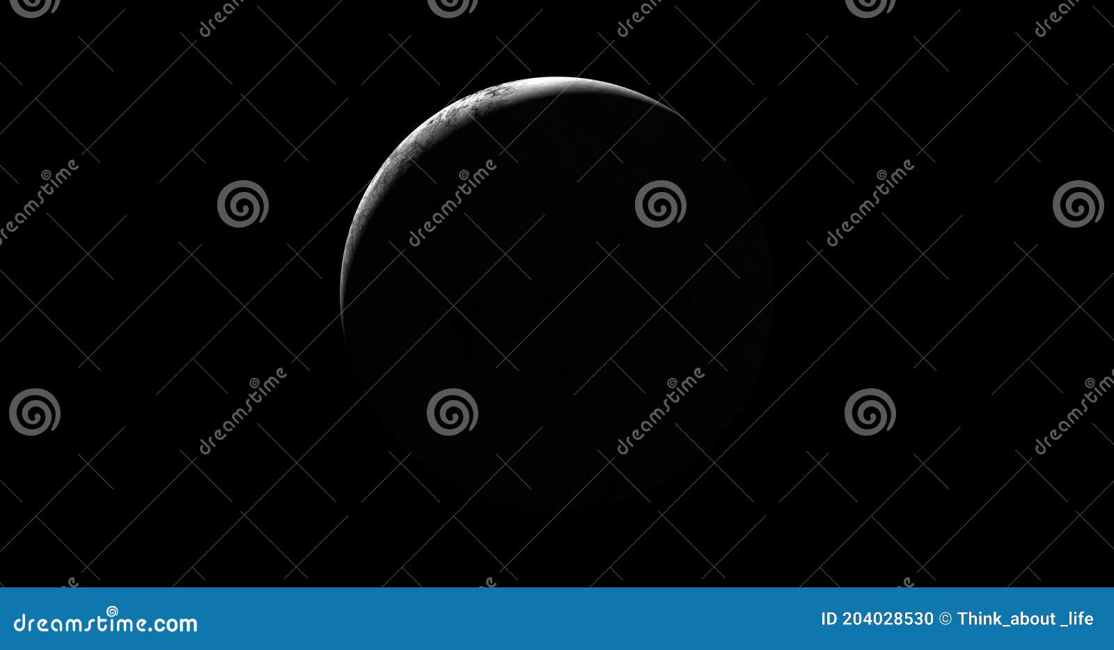 Fictional Planet Sun Rise In Dark Background With Stars. Front View Of ...