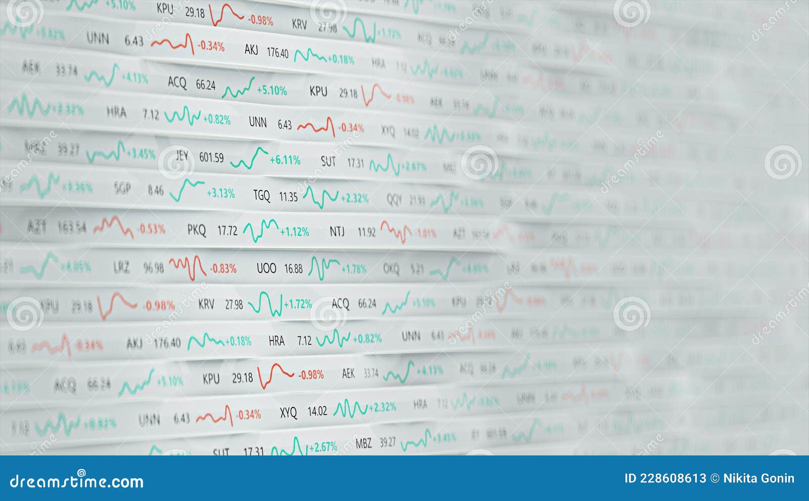Fictional Stock Exchange Tickers with Shallow DOF 3D Render Stock ...