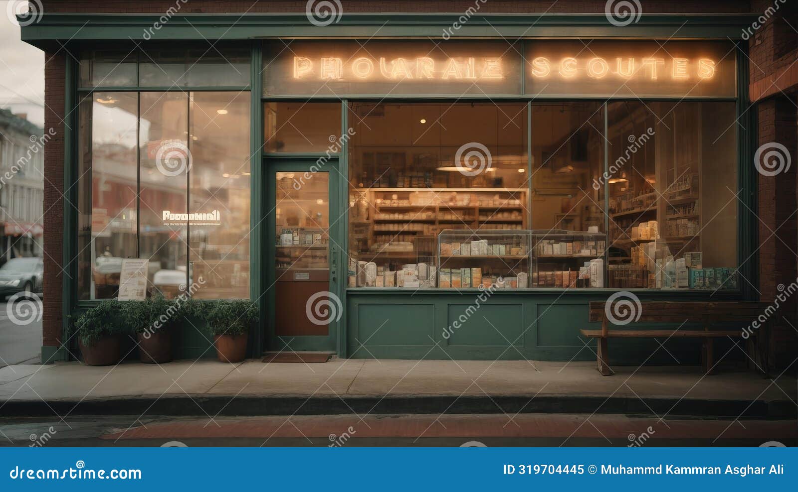 A Fictional Storefront of a Drugstore or Coffee Shop.pharmacies4 Stock ...