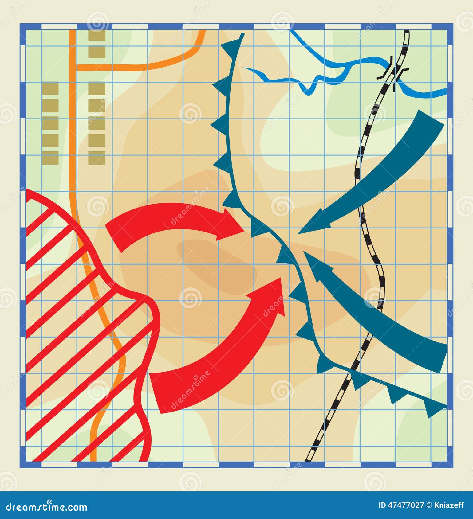 Fictional and Stylized Map of the Fighting Stock Vector - Illustration ...